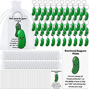 JaGely Inspirational Positive Cucumber Pickle Keychain Emotional Support Pickle Employee Appreciation Gift Bulk Cards Bags(50 Sets)