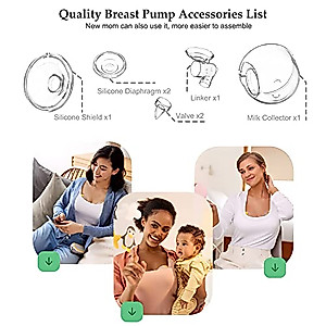PDFans Wearable Breast Pump Parts Milk Collector Cup Accessories 24mm Compatible with Momcozy/TSRETE S9/S10/S12 Pump Replacement Parts(1 Whole Bowl), Extra 1pcs Duckbill Valve&Silicone Diaphragm