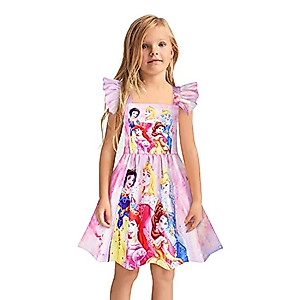 Princess Dress Square Neck Toddler Girls Dress Up Clothes Ruffles Sleeve Tie Costume for Little Girls