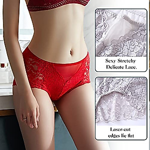 LORRZHI Underwear for Women Plus Size Womens Lace Underwear Sexy Seamless Brief Ladies Panties 5-Pack