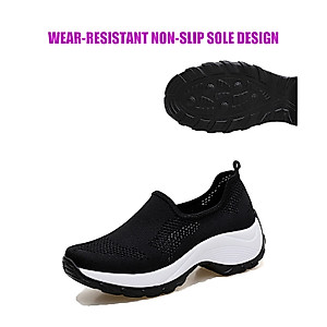 Women's Mesh Orthopedic Slip On Sock Sneakers Fashion Platform Work Shoe Lace Arch Support Casual Walking Shoes (Purple,4.5)