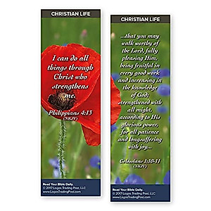 Christian Bookmark with Bible Verse, Pack of 25, Christian Life Themed, I Can Do All Things Through Christ Who Strengthens Me, Philippians 4:13