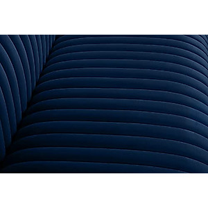 Meridian Furniture 640Navy-L Ravish Collection Modern | Contemporary Velvet Upholstered Loveseat with Deep Channel Tufting + Both Gold & Chrome Legs Included