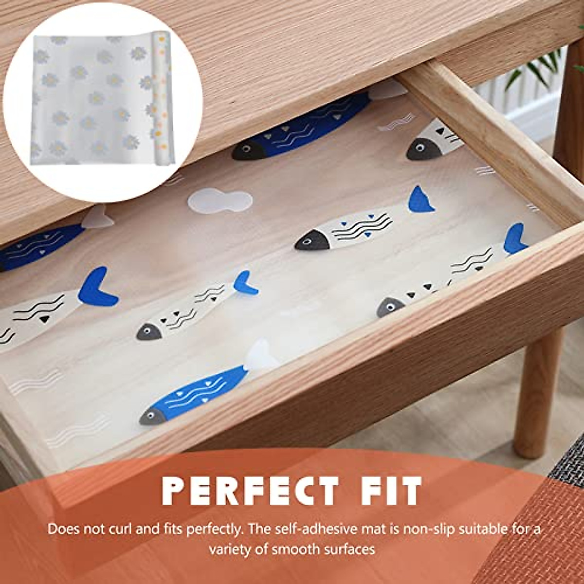 UPKOCH Shelf Liner Daisy Flower Kitchen Drawer Liner Self- Adhesive Waterproof Clear Refrigerator Mat Cabinet Liner Pantry Shelf Liner for Kitchen Cabinets Pantry Shelves