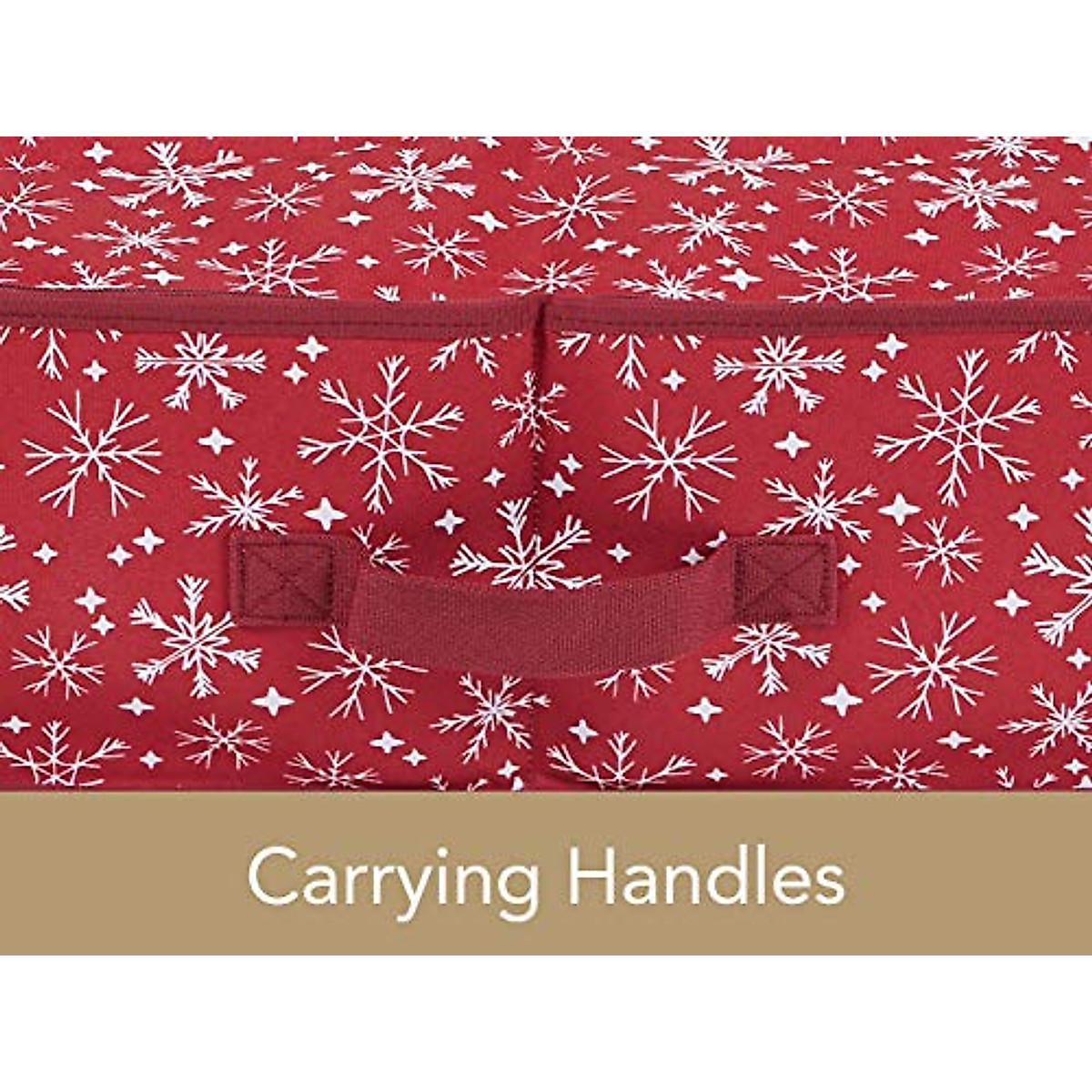 Covermates Keepsakes Christmas Light Storage Box - Carrying Handles, Sturdy Interior Walls - Holiday Storage-Red Snowflake