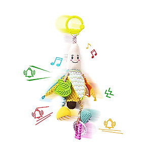 Jollybaby Stroller Rattle Toys for Car Seat Parm, Fruit Plush Hanging Infant Crib Bed Travel Activity Ring Bell with Crinkle, Squeaky & Teether for Boys Girls(Banana)