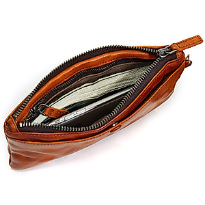 Ancicraft Womens Wallet Wristlet Leather Zippered Clutch Bag Phone Pouch with Snap Credit Card Holder Black Gift