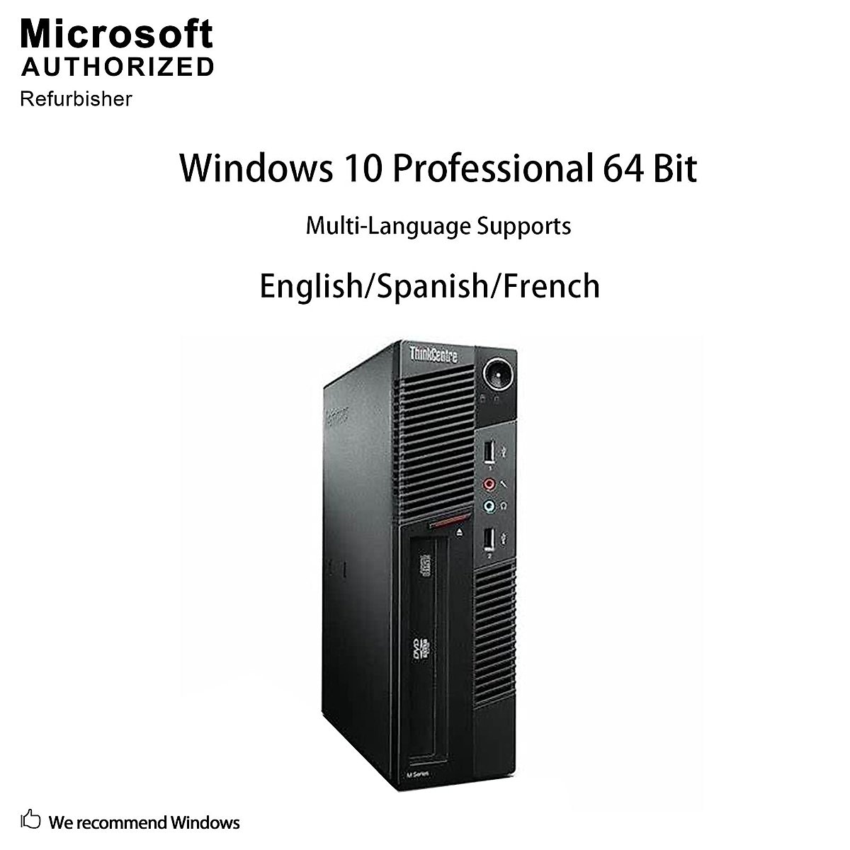 Lenovo ThinkCentre M90p Ultra Small Form PC Desktop Computer, Intel Dual Core i5 3.20 GHz, 8GB RAM, 500GB HDD, Windows 10 Pro, Keyboard & Mouse, DVD, WiFi (Renewed)