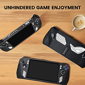 OPTOSLON Silicone Case with Kickstand Compitable with ASUS ROG Ally Gaming Handheld, Protective Cover Skin Shock-Absorption and Anti-Scratch with 2 Thumb Grips