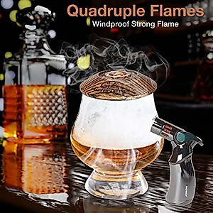 Cocktail Smoker Kit with Torch and Wood Chips for Whiskey and Bourbon (Butane Not Included) - Charred Artisan Smoke Lid, an Old Fashioned Drink Smoker Kit and Whiskey Smoker Infuser Kit (Oak)