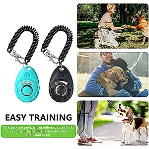 Dog Treat Pouch - 3 Ways to Wear Treat Pouches for Pet Training and 2 Pieces Clicker Taining for Dogs, Dog Training Treat Pouch Bag and Dog Clicker for Training with Waist Belt Shoulder Strap - Black