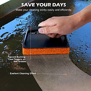 Griddle Cleaning Kit, Heavy Duty Grill Cleaning Pads for Blackstone Flat Top Griddle and Grill, Non- Scratch Scouring Pads for Pots, Stove, Pans, Cookware, Tub and More, Scour Pads (22 Pads + Handle)