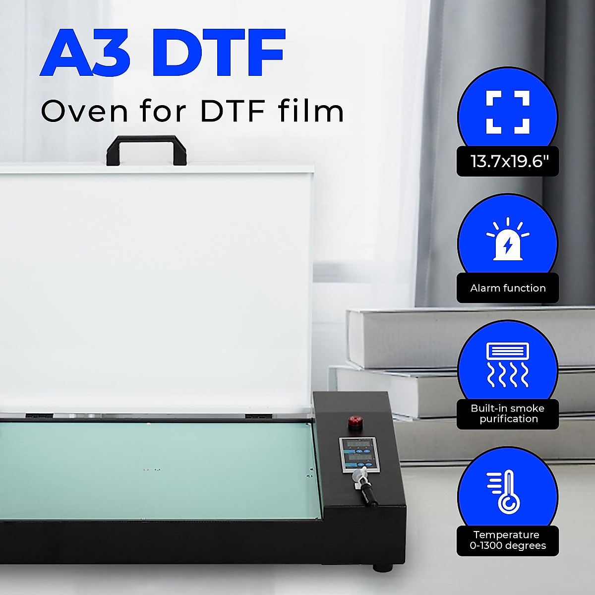 PUNEHOD A3 DTF Printer,L1800 T-Shirt Transfer Printer with White Ink Circulatory for DIY Direct Print T-Shirts, Hoodie,Fabrics (DTF Printer + Oven)