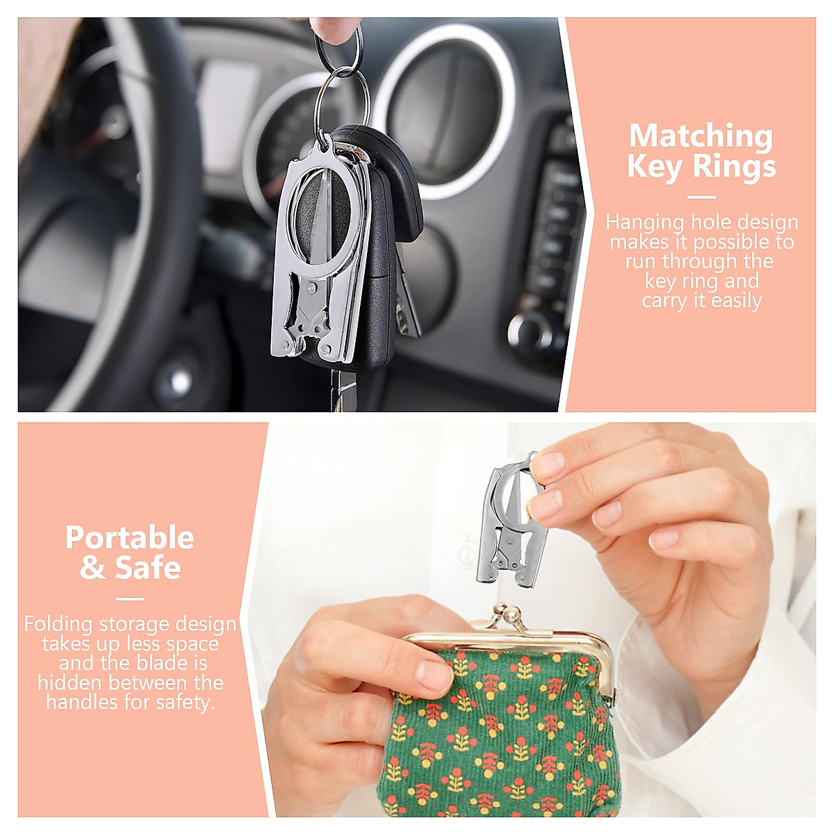 PDCTACST Small Folding Scissors, 4 PCS Mini Stainless Steel Foldable Scissor, Portable Travel Cutter Pocket Craft Scissors for School Classroom Home Camping Sewing Paper Cutting DIY Fabric Project