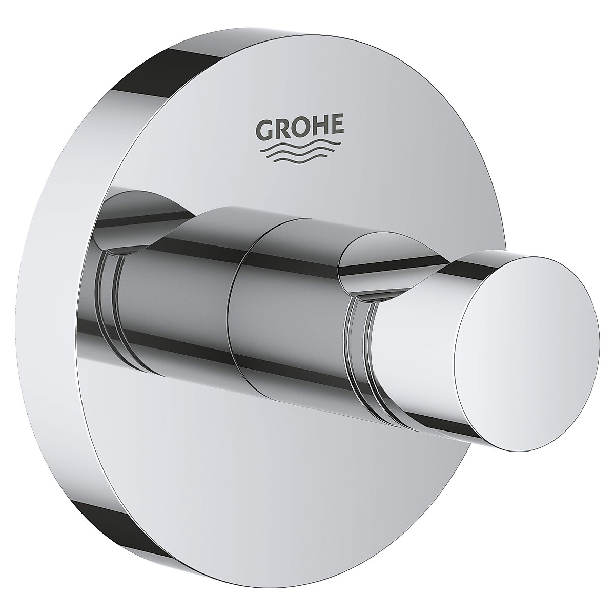 GROHE 40364001 Essentials Wall-Mounted Bathroom Robe Hook, Starlight Chrome