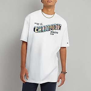 Champion, Classic, Soft and Comfortable T-Shirts for Men (2023 Graphics), White Postcard Script, XX-Large