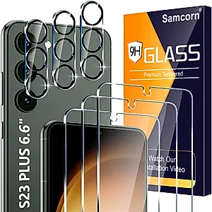 [3+3 Pack] Glass Screen Protector for Samsung Galaxy S23 Plus 5G, 9H Tempered Glass, Ultrasonic Fingerprint Compatible,HD Clear Case Friendly for Galaxy S23 Plus Glass Screen Protector