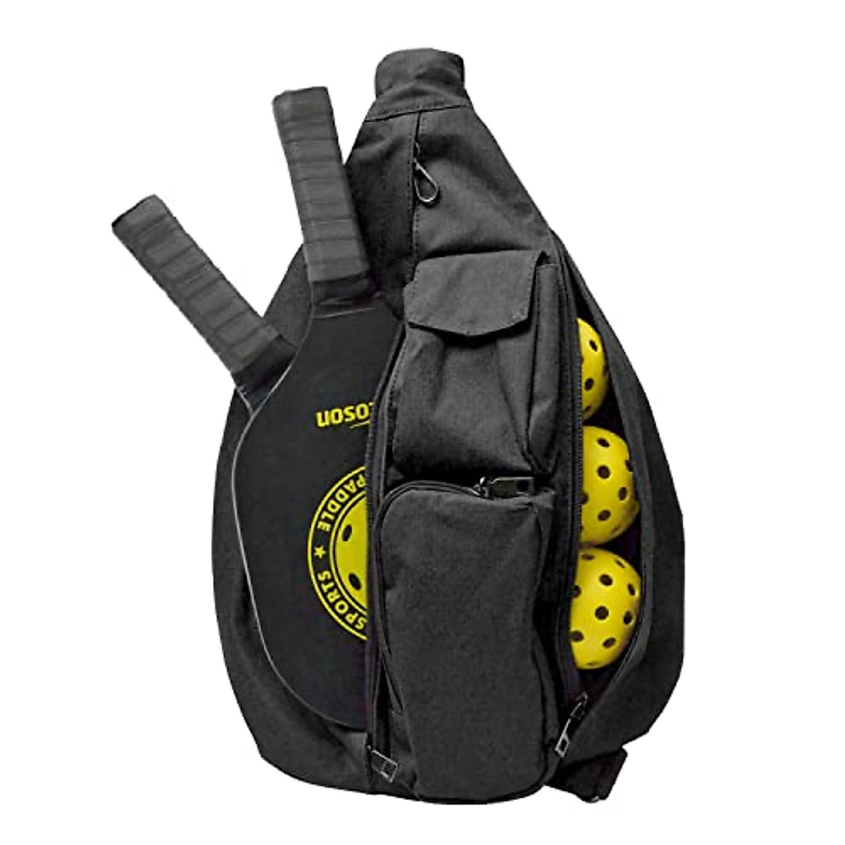 Nupouch Rucksack Pickleball Bag, Anti-Theft Crossbody Sling, USB Charging Connector Port, Backpack, Soho Collection Black