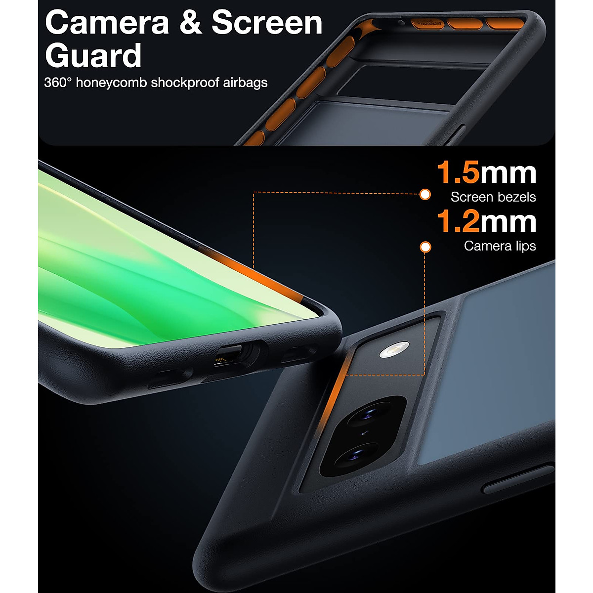 TORRAS Shockproof Designed for Google Pixel 7a Case, [Military Grade Drop Tested] Translucent Slim Protective Matte Hard Back & Soft Edge Cover Phone Case for Google 7a Case 5G Guardian, Black