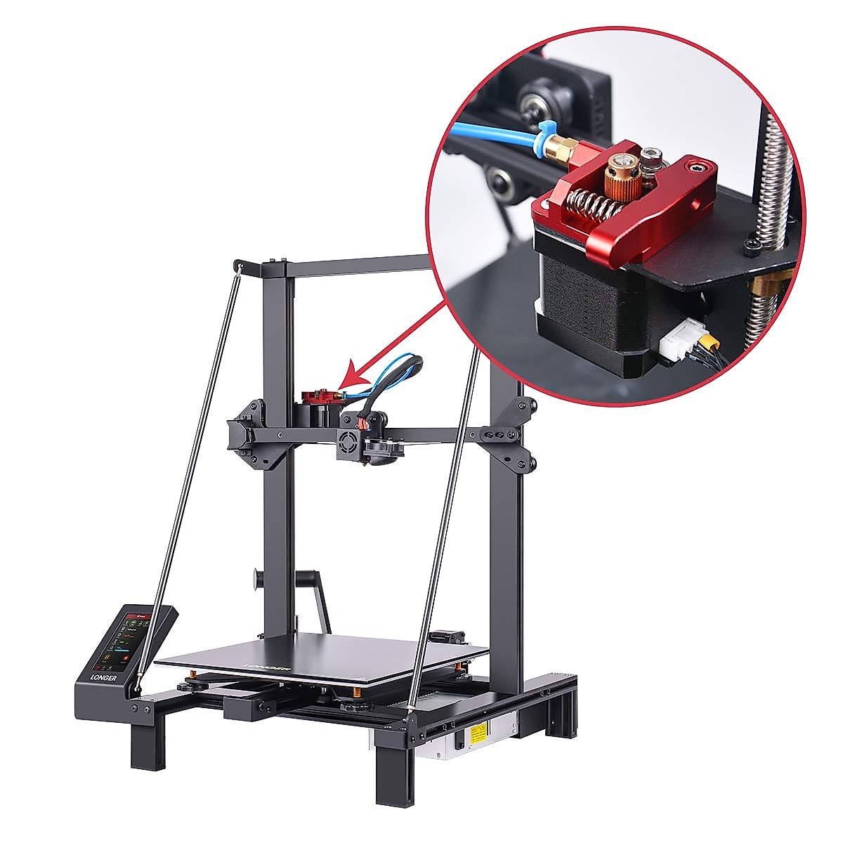 LONGER 3D 0.4mm Red Metal Extruder Aluminum for 1.75mm Filament Suit for LK1 / LK4 / LK4 Pro / LK5 Pro, Also Supporting Other 3D Printers