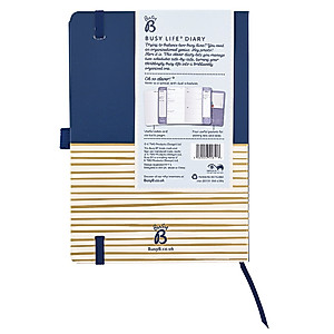 Busy B A5 2019 Stripe Design Busy Life Week to View Diary with Pockets and Dual Schedules