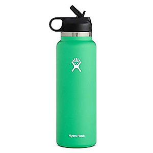 Hydro Flask Water Bottle - Wide Mouth Straw Lid 2.0 - 40 oz, Spearmint