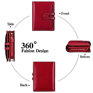 GOIACII Leather Wallets for Women RFID Blocking Zip Around Coin Purse Small