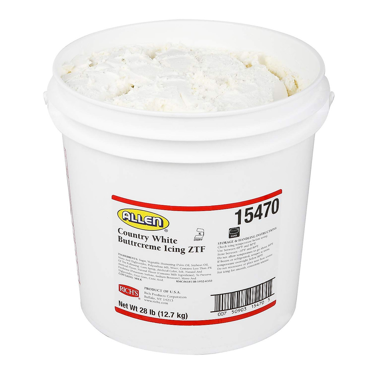 Rich's Allen Country White Buttercream Icing ZTF, 28 Pound (Pack of 1)