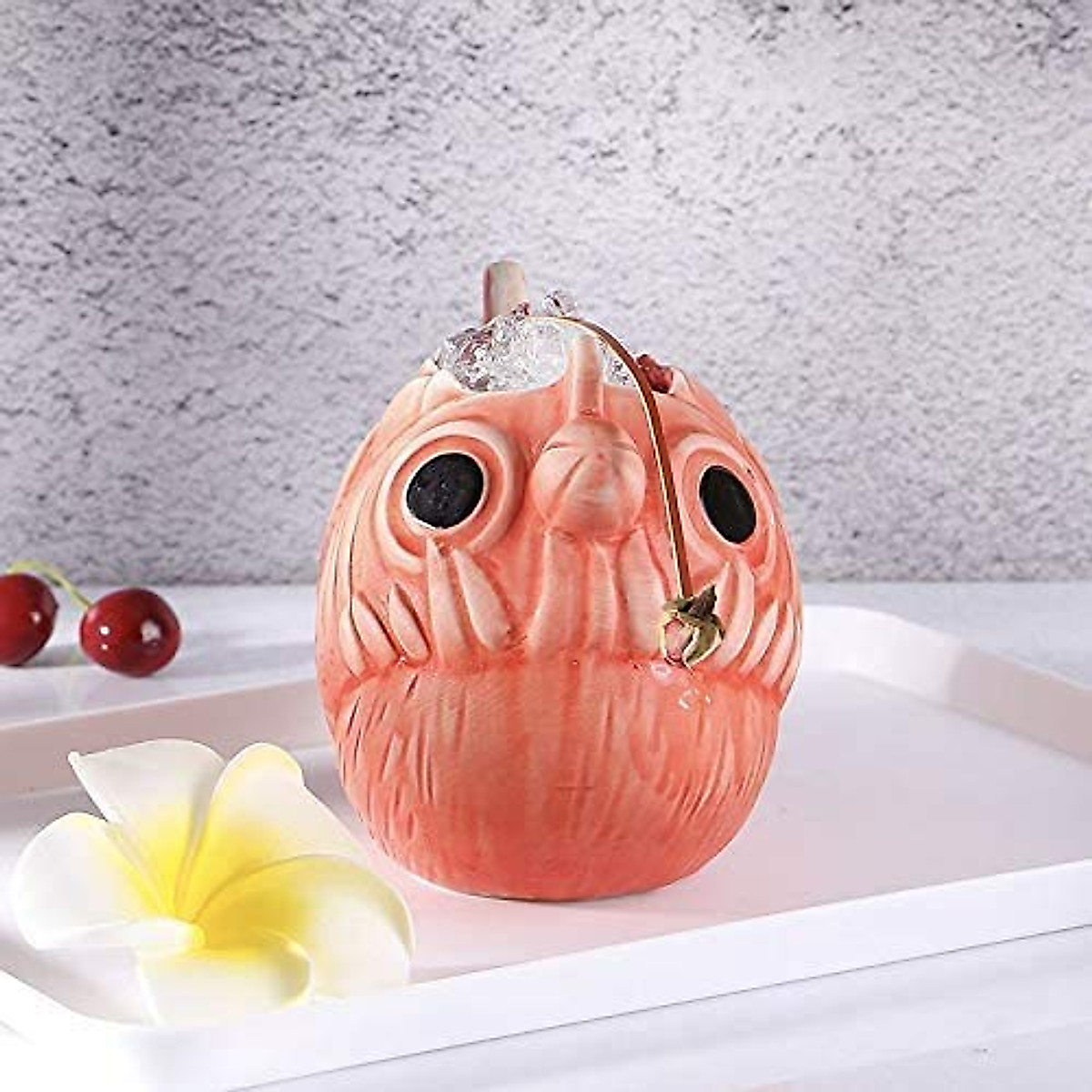 chongjian Tiki Mugs Cocktail,Ceramic Tiki Mug for Exotic Cocktail Glasses,Tiki Bar Professional Hawaiian Party Barware - Great Home Bar Present idea(710ML24ounce)