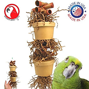 Bonka Bird Toys 3867 Duo Money Pot Medium Large Bird Toy Treat Box Foraging Paper Chew Coin Tube Shred African Grey Amazon Conures and Other Similar Birds