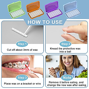 ARGOMAX Orthodontic Wax for Braces - Food Grade Dental Wax with Colorful Storage Box, 10 Packs (50 Strips) for Braces Wearers