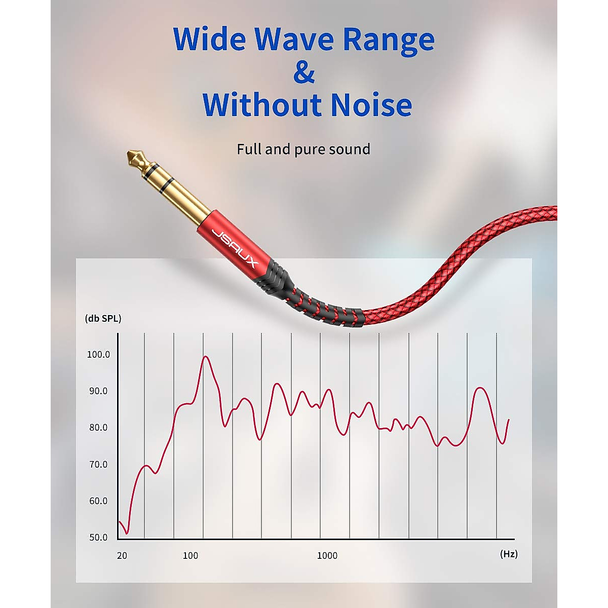 JSAUX 1/4 Inch Guitar Instrument Cable 4FT, 6.35mm (1/4) TRS to 6.35mm (1/4) TRS Stereo Audio Cable Male to Male Straight-to-Straight for Electric Guitar, bass Guitar, Electric Mandolin-Red