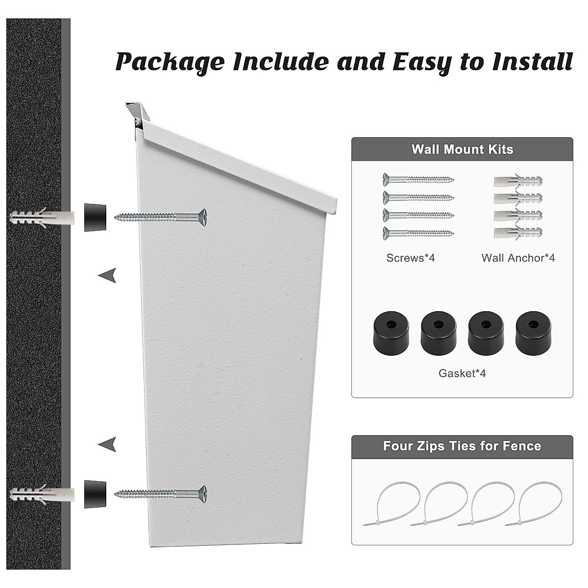 KYODOLED Wall-Mount Mailbox,Large Capacity Mail Box,Galvanized Steel Rust-Proof Metal Post Box,Mailboxes for Outside,15.7"x9.9"x4.9" White