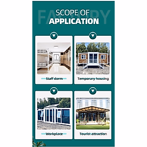 Foldable Prefabricated Container Home - Modular Tiny Home with Customizable Bathroom, Kitchen, Living Room & Bedroom - Ideal Mobile Home for Adults