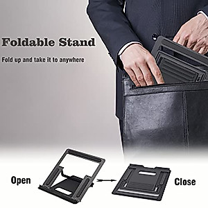 Aluminum Portable Laptop Stand for Desk,Adjustable Ergonomic Laptop Holder, Metal Computer Stand 4 Angle Anti-Slip Compatible with 9 to 15.6inch Laptop(Black)