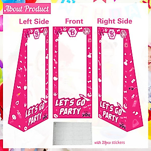 Hot Pink 4.5ft Tall Life Size Stand-in Cardboard Doll Photo Booth Props for Girls Birthday Party Decorations Pink Princess Doll Theme Decor Photoshoot Let's Go Party Supplies(53.9 * 39.3inches)