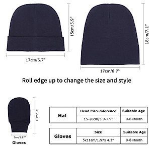 BQUBO Newborn Baby Hats and Mittens Sets Infant Boys Girls Cotton Beanie Gloves Newborn Hospital Caps for 0-6 Months