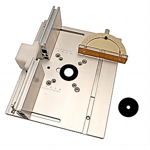 KETIPED Aluminium Router Table Insert Plate,Woodworking Benches Router Flip Plate with Miter Gauge Guide Aluminium Fence Sliding Brackets,Multifunctional Trimming Engraving Table(silver),051