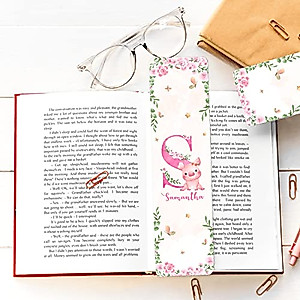GOLEEX Personalized Initial Bookmark Animal Pig Magnetic Bookmarks Customized Name Letter Page Markers Cute Bookworm Gifts for Book Lovers Readers Students Women Girl at Christmas