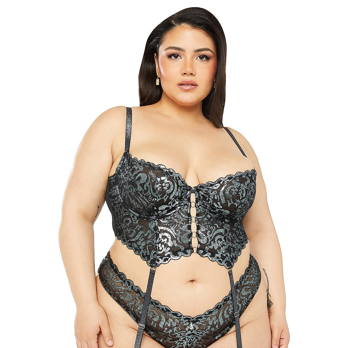 Savage X, Womens, Sharp Dresser Lace Bustier, Black Caviar, L