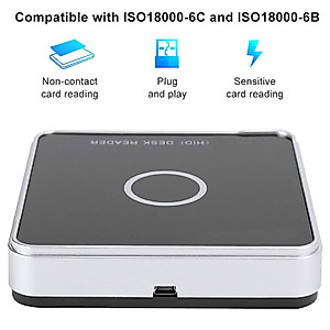 Desktop Reader UHF RFID, Fast Response Speed Sensitive Reading Distance Up to 50Cm, Circular LED Indicator, Built in Buzzer, 2Dbi Circular Polarization Antenna 12.5Dbm to 26Dbm