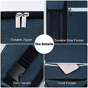 Nirroti Insulated Lunch Bag for Men Women Reusable Lunch Box with Water Bottle Holder Mini Lunch Tote Bag, Lunch Container Cooler Bag for Work Office, Navy Blue