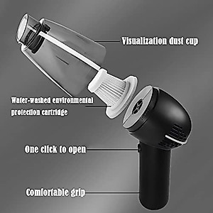 LoyaGour Car Mini Handheld Vacuum Cordless Rechargeable,Wet and Dry Small Wireless Hand Vacuum Cleaner,Portable Car Seat Interior Cleaner,120W High Power,12V(Black Wireless)