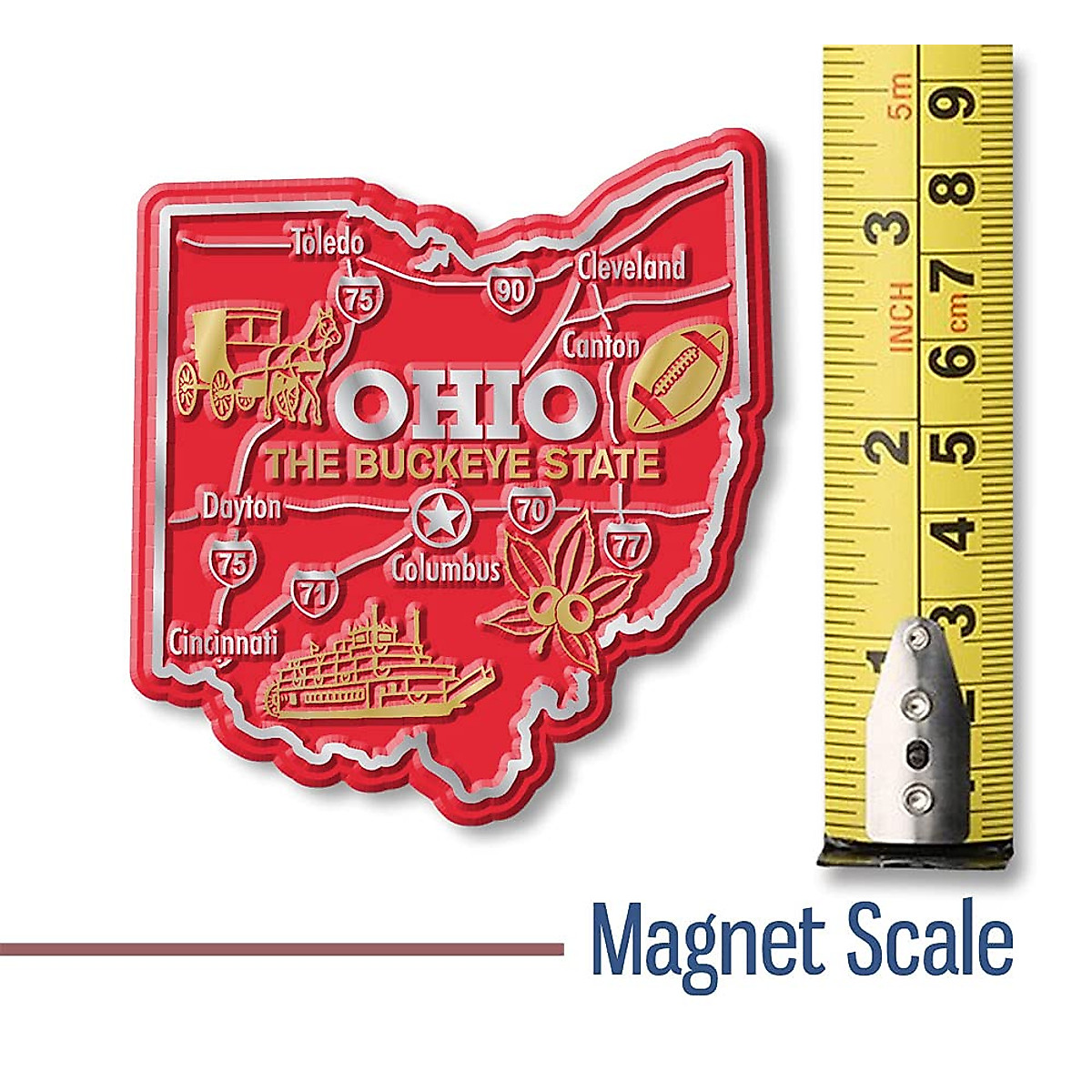 Ohio Giant State Magnet by Classic Magnets, 3" x 3.3", Collectible Souvenirs Made in The USA