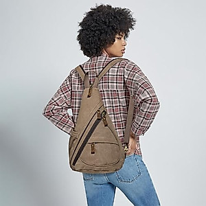 KL928 Canvas Sling Bag - Small Crossbody Backpack Shoulder Casual Daypack Rucksack for Men Women(Large Version)