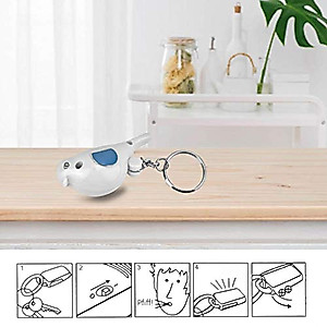 Bird Key Finder LED Whistle Key Finder Voice Control Keychain With Battery for Wallets Children Bags(white)