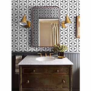 Heroad Wall Paper Peel and Stick Modern Black and White Wallpaper Peel and Stick Boho Geometric Contact Paper for Cabinets and Drawers Renter Friendly Self-Adhesive Removable Waterproof 17.7” x 118”
