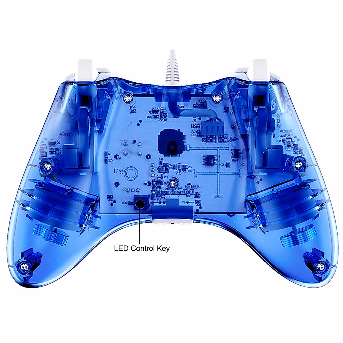 Wired 360 Controller Dual Vibrator Wired Gamepad Gaming Joypad, Blue - PAWHITS