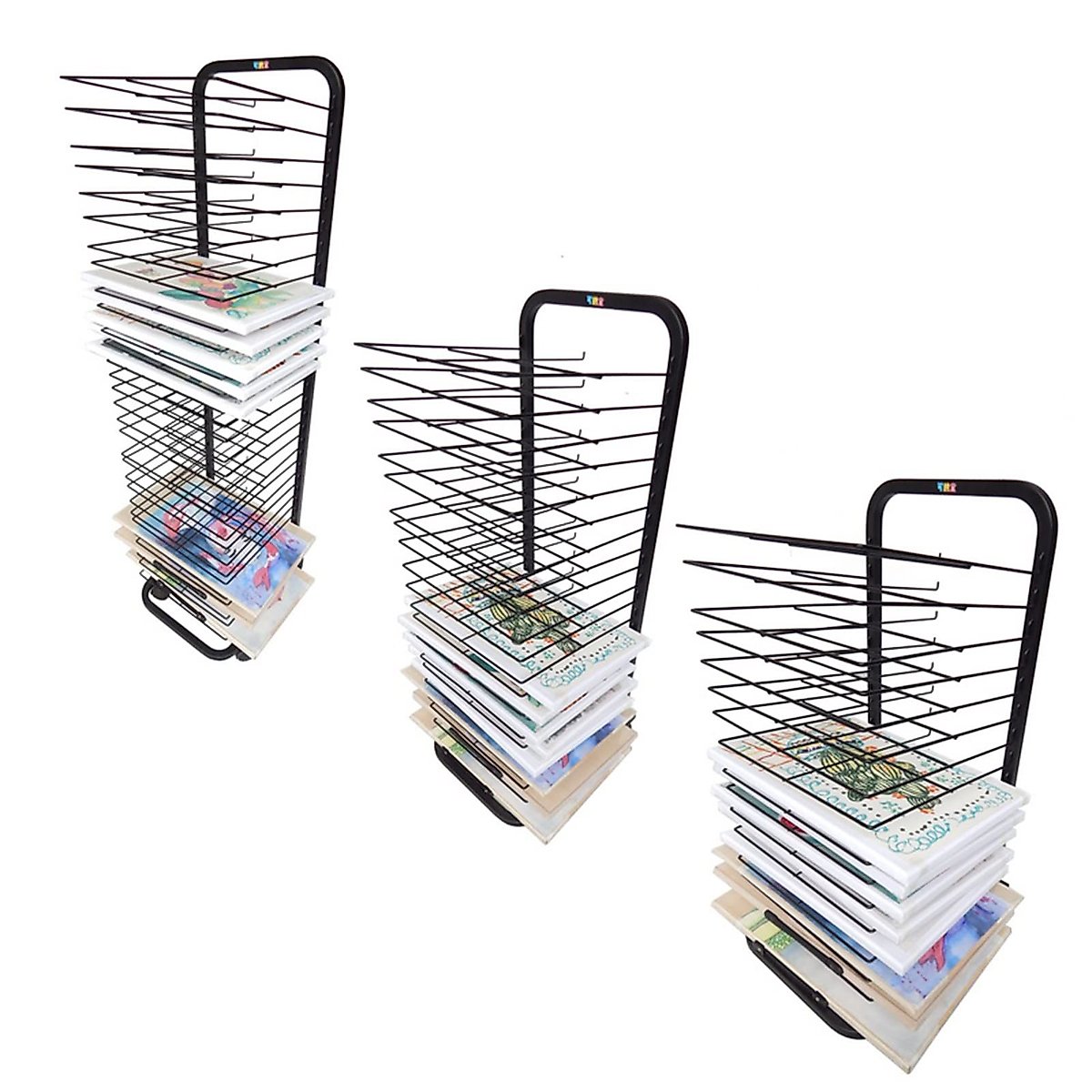 YSCMX Mobile Art Drying Rack for Classroom Drying Rack for Art Drying Rack for Art Metal Wire Work Display Rack, Art Carts with Wheels for Classroom Art Studios and Home Use. Drying & Print Racks