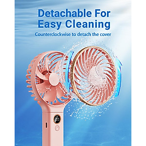 SWEETFULL Handheld Fan, Portable Fan, 5000mAh Rechargeable Battery, 6 Speed Wind, LED Display, Personal Mini Travel Fan with Backup Power, Hand Held Fan USB Foldable Electric Fan for Women Girl